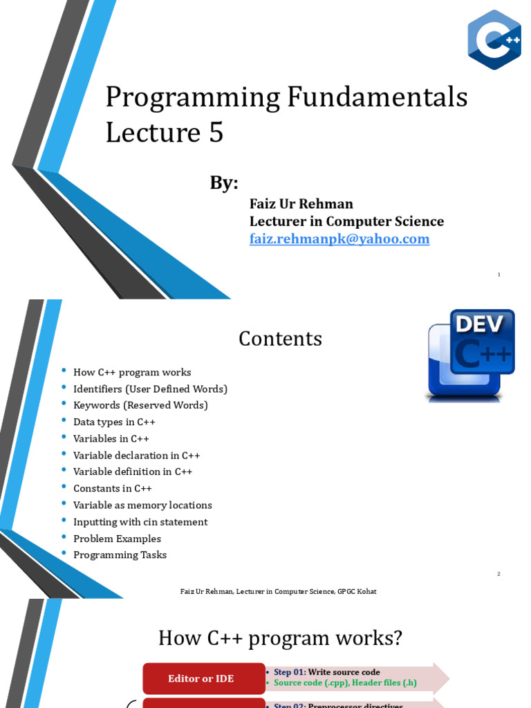 Lecture 5 C++ | PDF | Reserved Word | Data Type