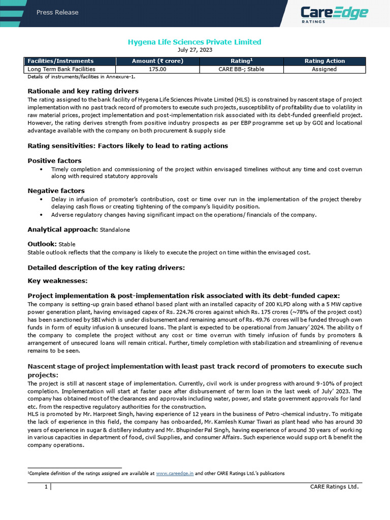 Hygena Life Sciences Private Limited | PDF | Ethanol | Loans