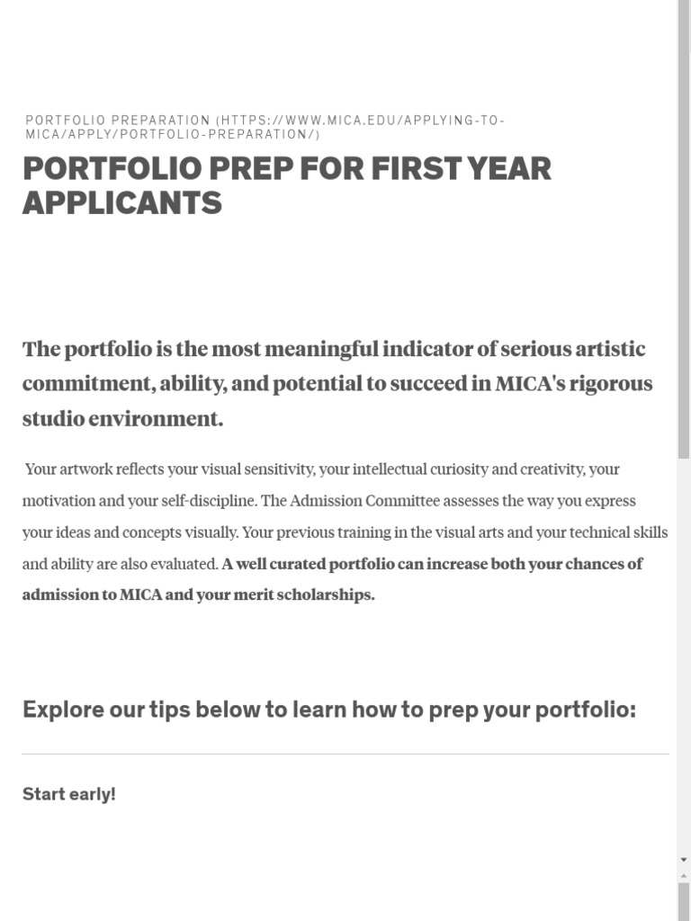 MICA Portfolio Preparation Guide | PDF | Behavior Modification | Learning