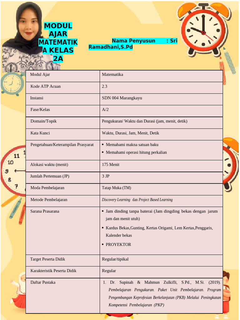 Modul Ajar Waktu Kelas 2 SD | PDF