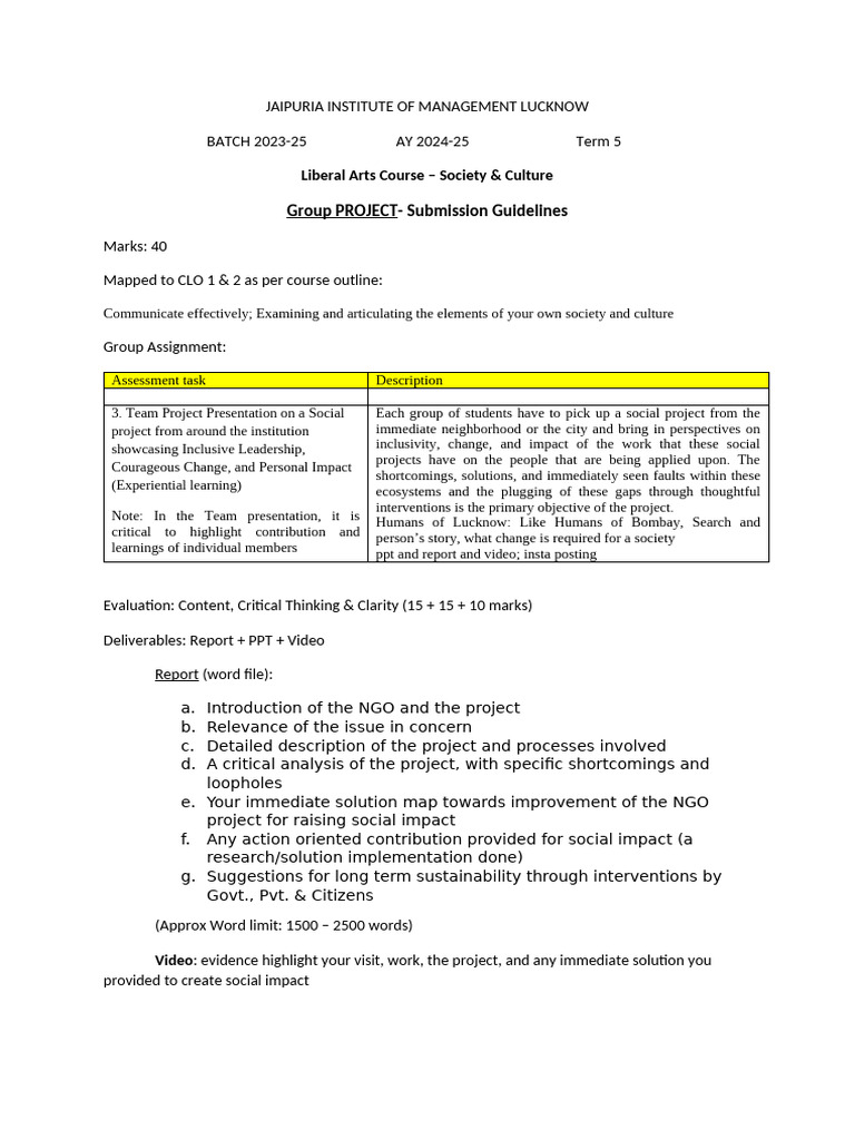 Group PROJECT Guidelines | PDF