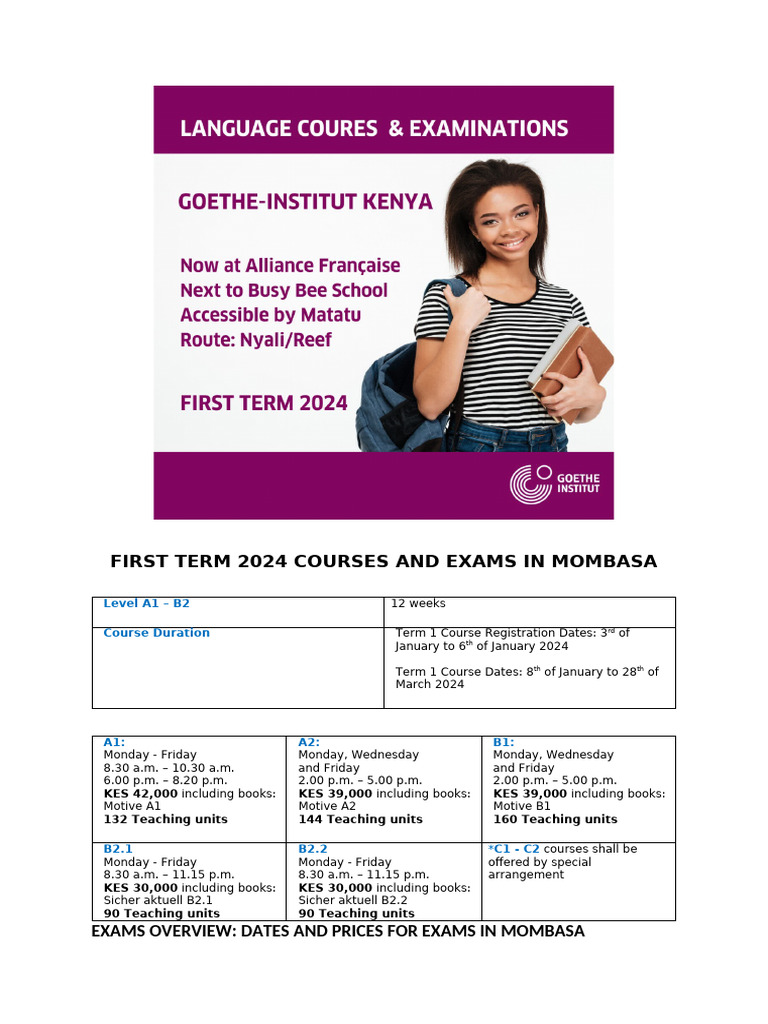 2024 Mombasa Language Courses & Exams | PDF | Qualifications ...