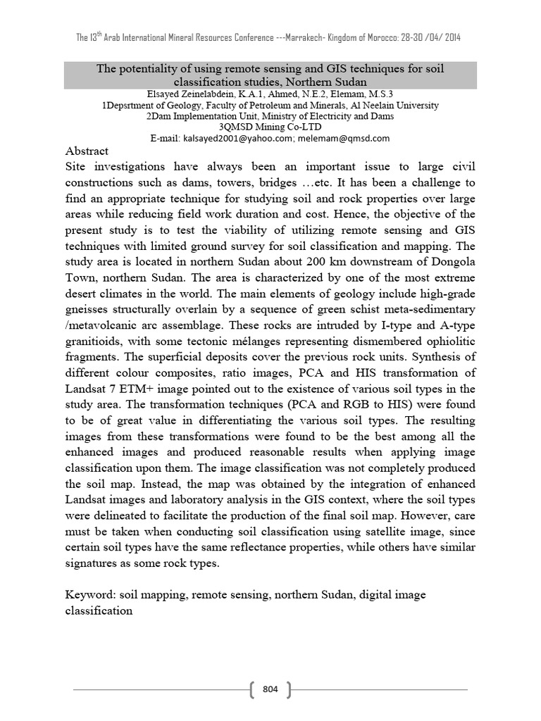 2014 The Potentiality of Using Remote Sensing and GIS Techniques | PDF | Principal Component ...