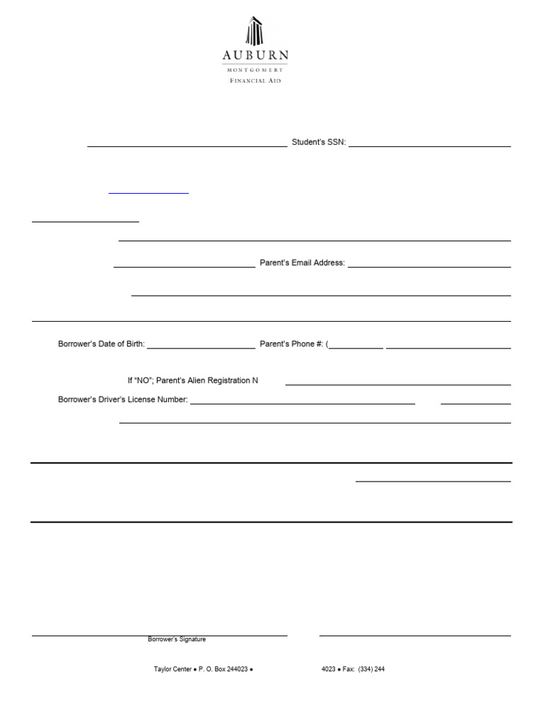 Federal Direct PLUS Loan Request Form 2 | PDF | Student Financial Aid ...