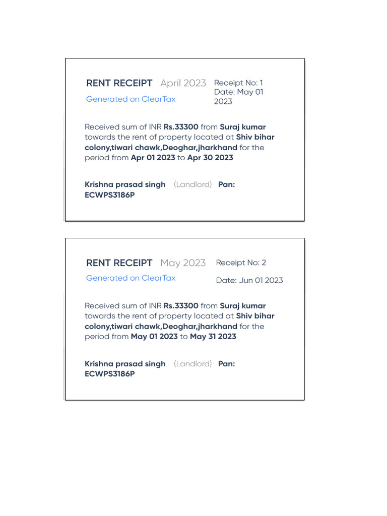 Rent receipt 2023 | PDF