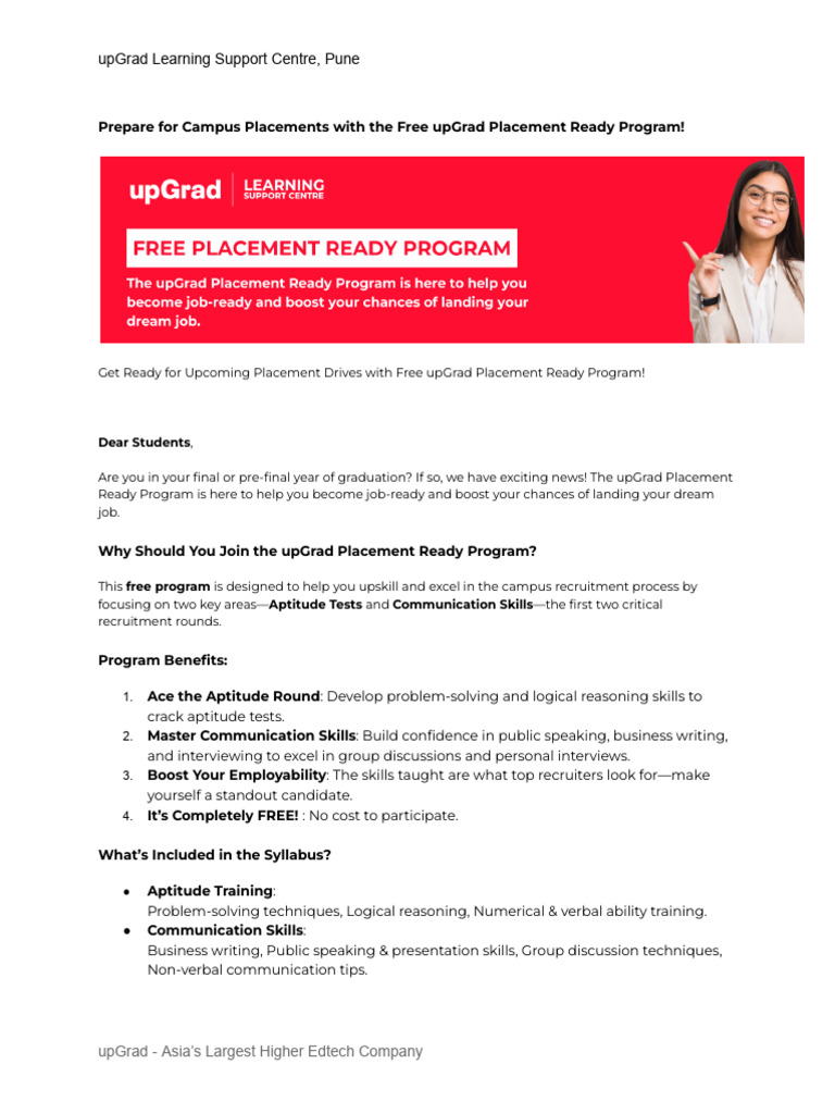 Free UpGrad Placement Ready Program!! | PDF | Cognitive Science | Cognition