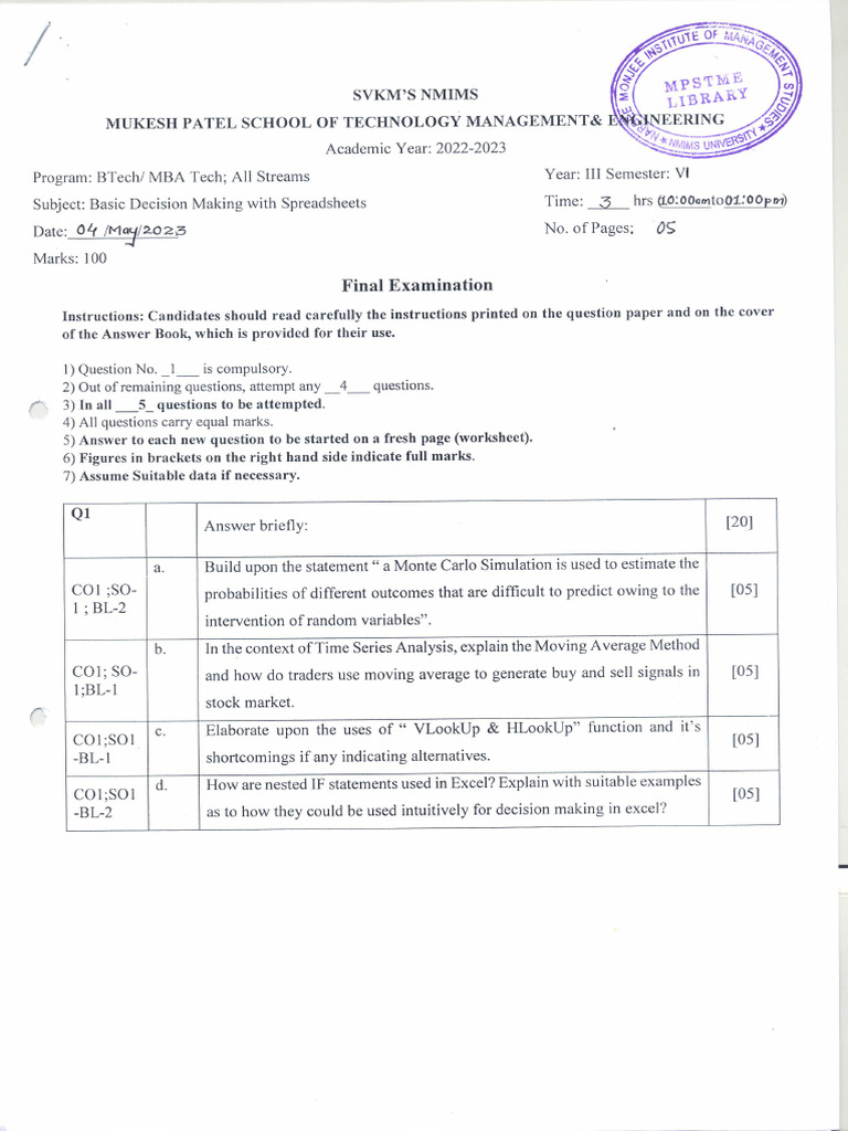 Basic Decision Making With Spreadsheets0002 2sqkpqQV1q | PDF