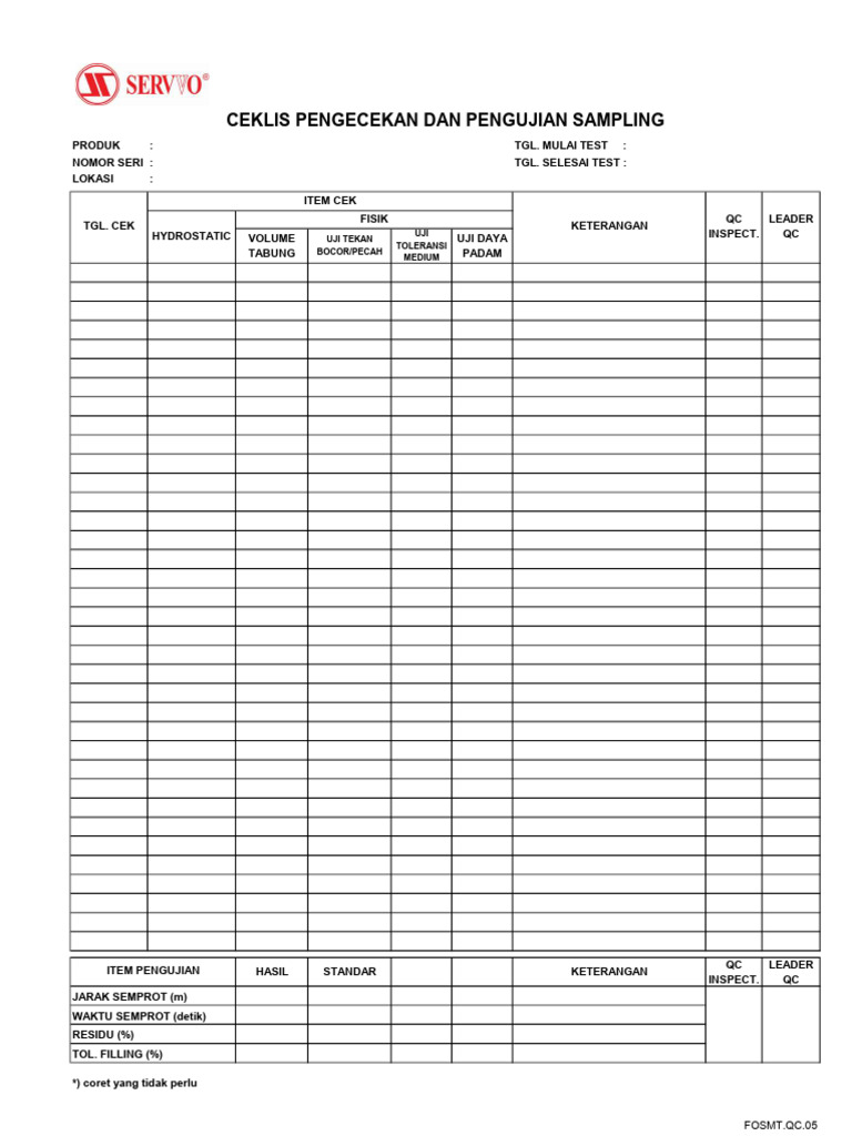 Form Uji Sampling | PDF