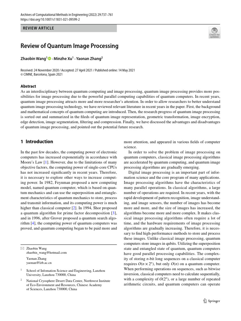Wang Et Al - 2022 - Review of Quantum Image Processing | PDF | Quantum Computing | Physics