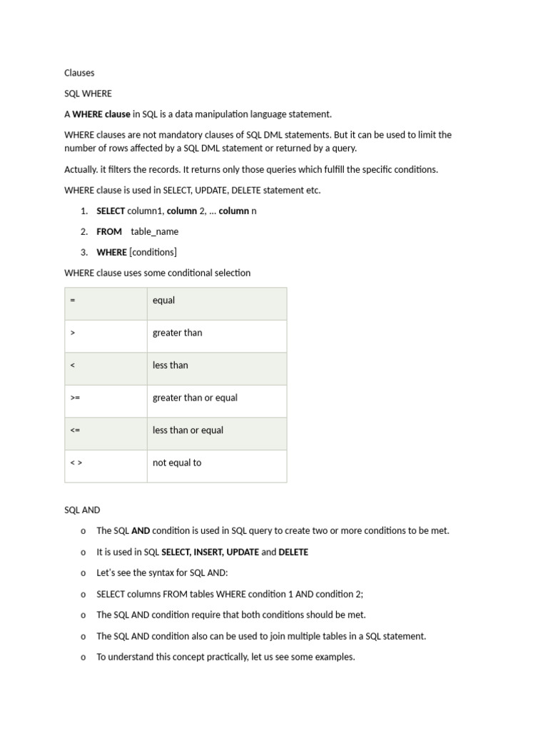 Clauses | PDF | Databases | Computer Programming