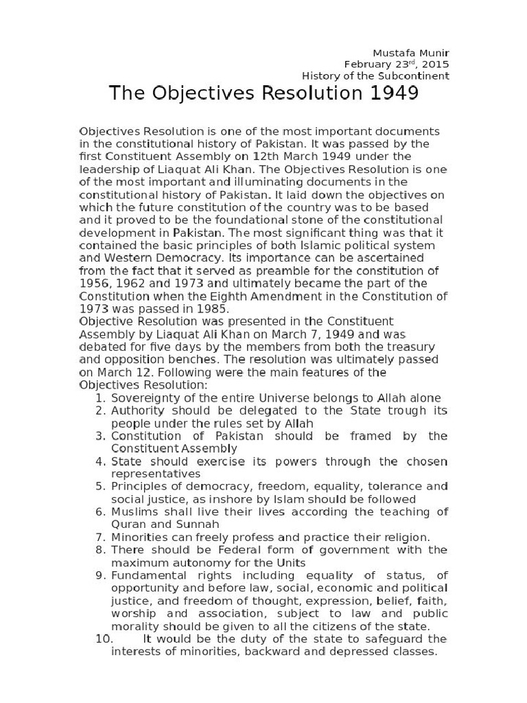 Objective Resolution 1949 | PDF