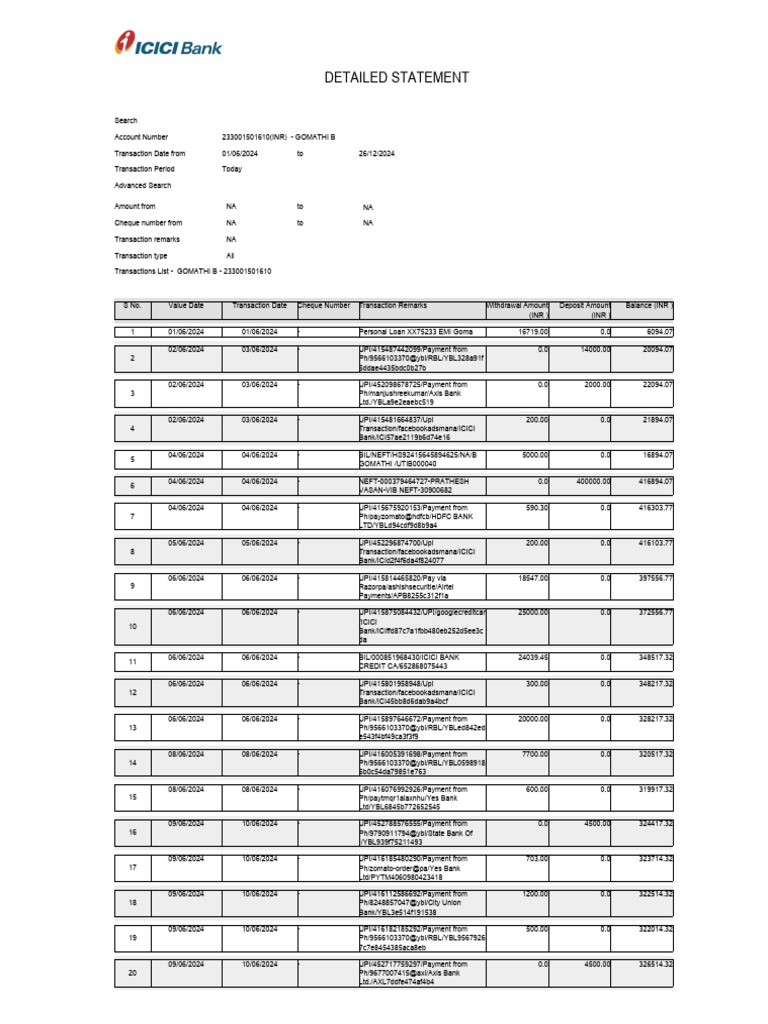 OpTransactionHistory26 12 2024 | PDF | Banking | Service Industries