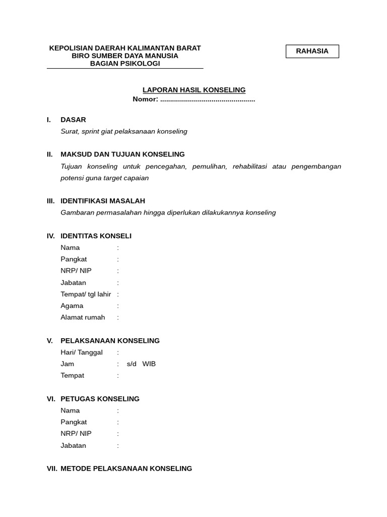 Format Konseling | PDF