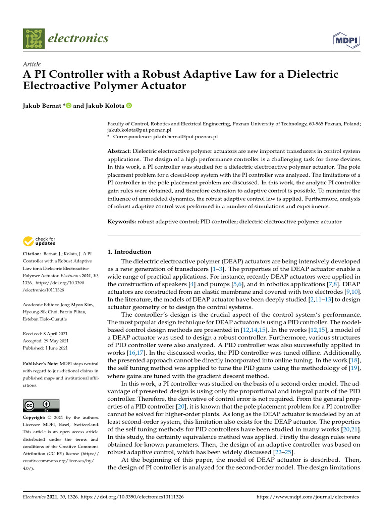 A PI Controller With A Robust Adaptive Law For A D | PDF | Control Theory | Applied Mathematics