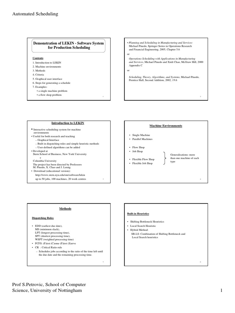 Lekin | PDF | Scheduling (Computing) | Graphical User Interfaces