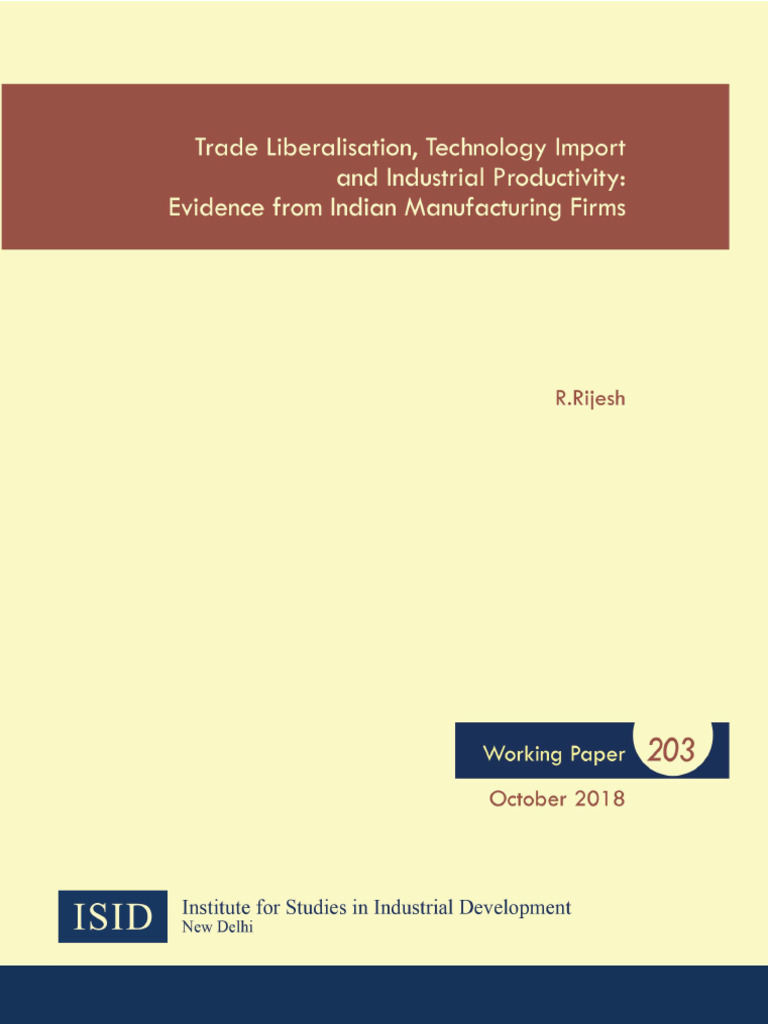 Trade Liberalisation, Technology Import | PDF | Economic Growth ...