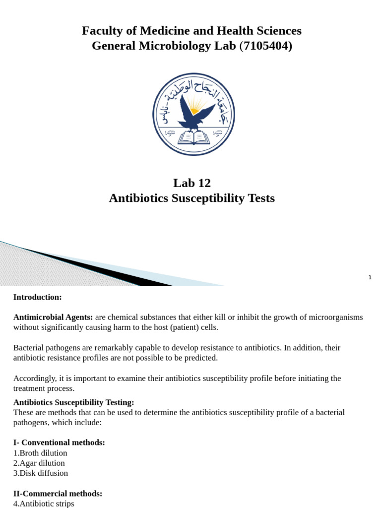 Lab-12-Antibiotics Sensitivity Testing 2 | PDF | Laboratory Techniques ...