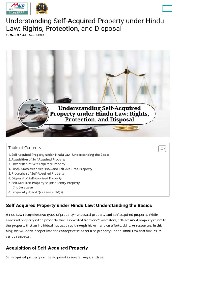 Understanding Self-Acquired Property Under Hindu Law - Rights ...