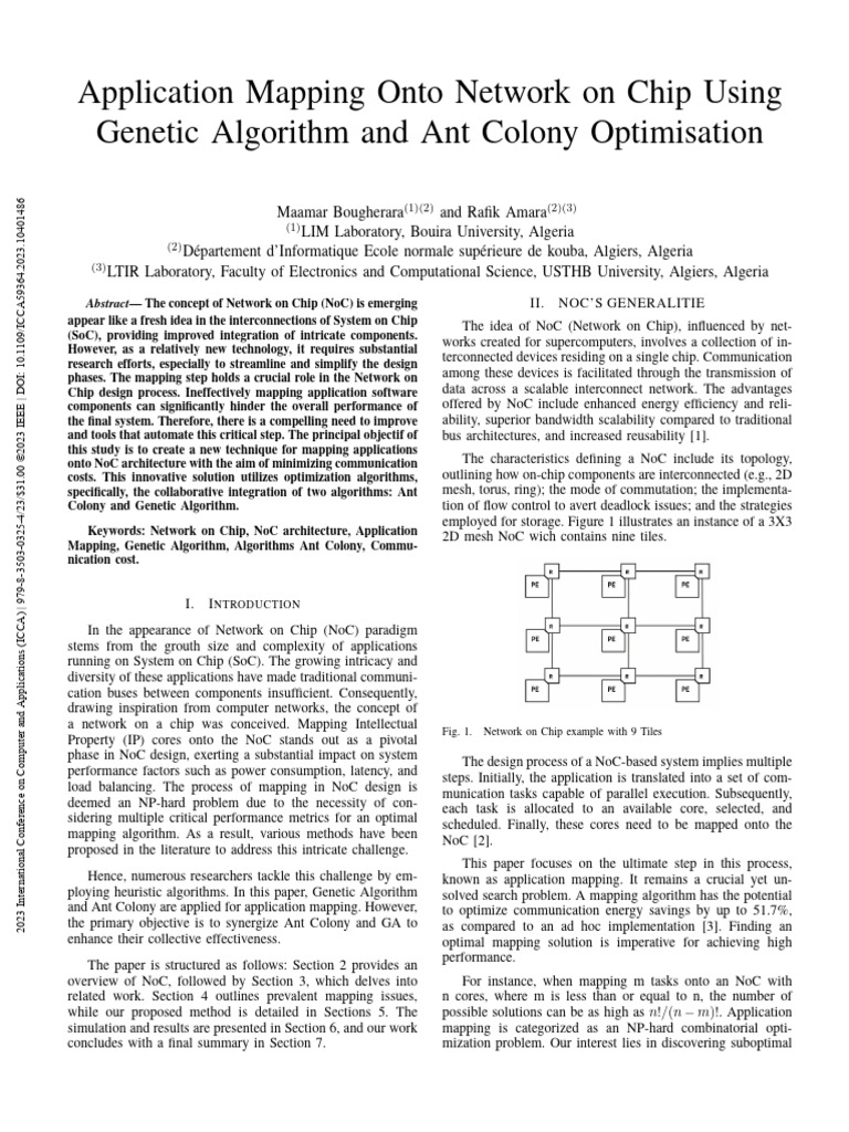 Application Mapping Onto Network On Chip Using Genetic Algorithm and Ant Colony Optimisation ...