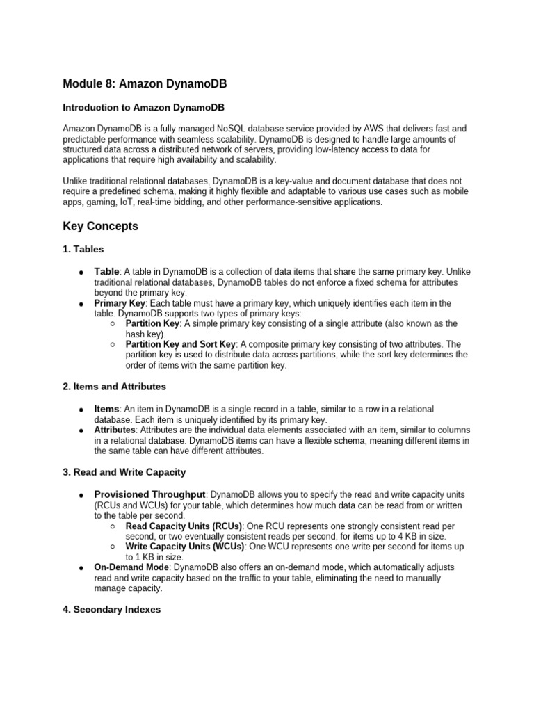 8 - DynamoDb | PDF | Information Science | Computer Architecture