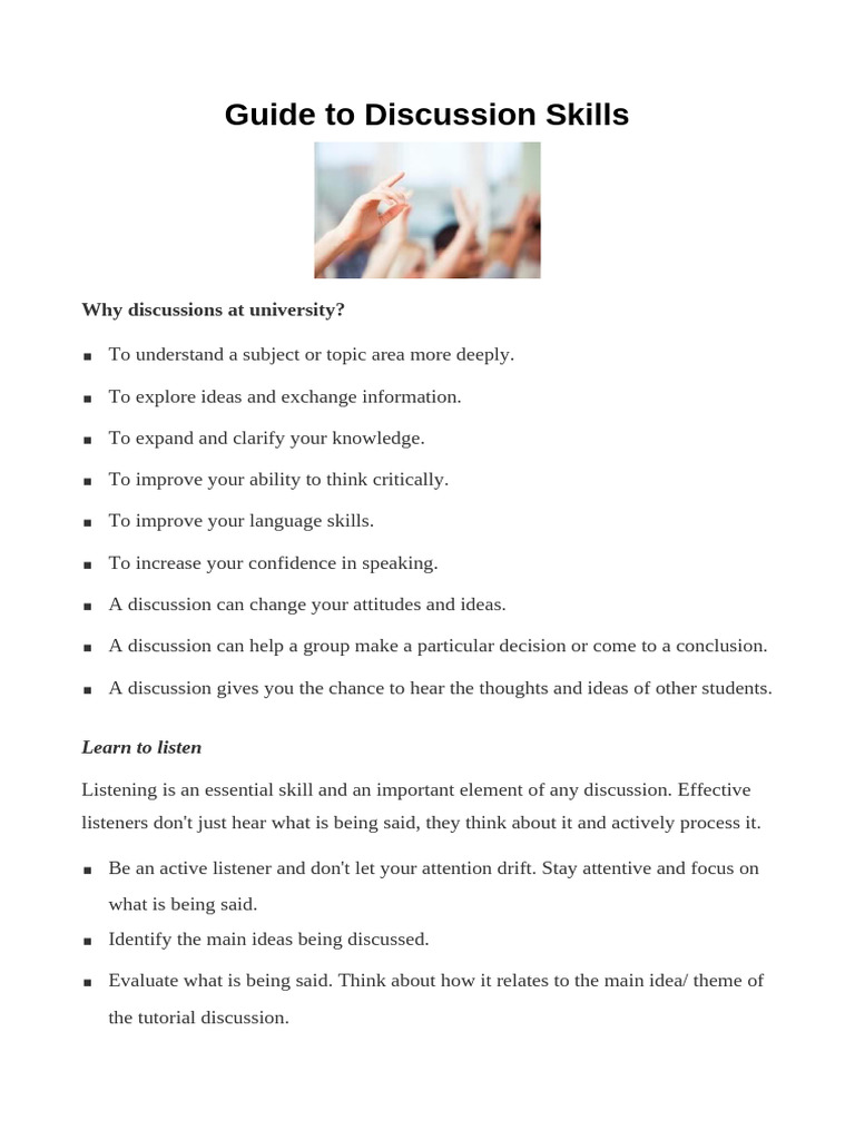 Guide to Discussion Skills | PDF