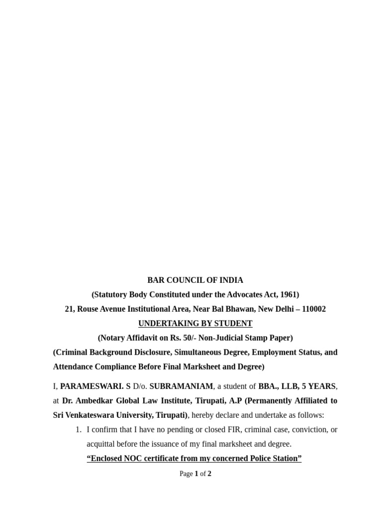 Bci Declaration Sathish | PDF