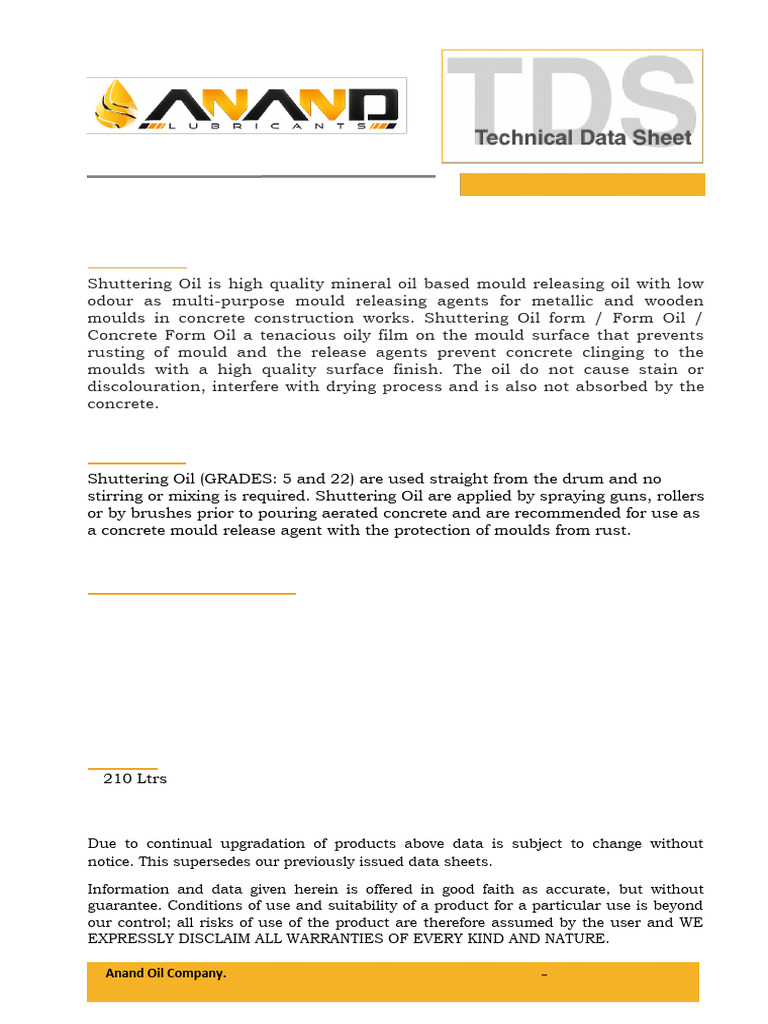 Anand Shuttering Oil | PDF