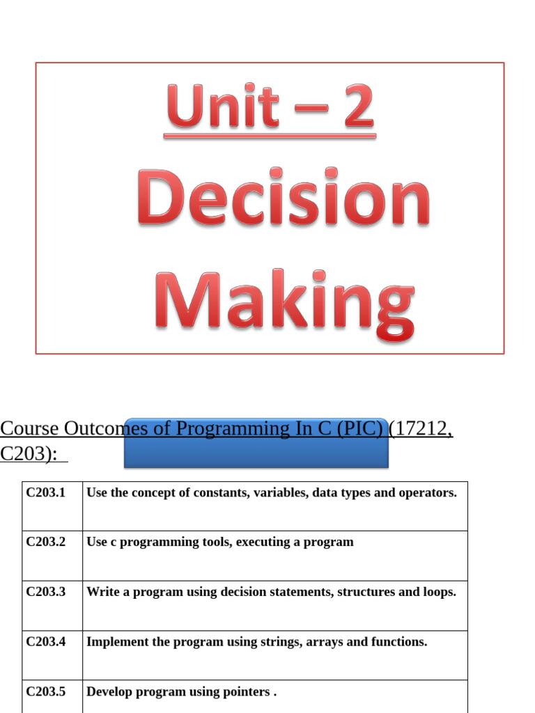 Control Statement in C Language | PDF | Computer Program | Programming