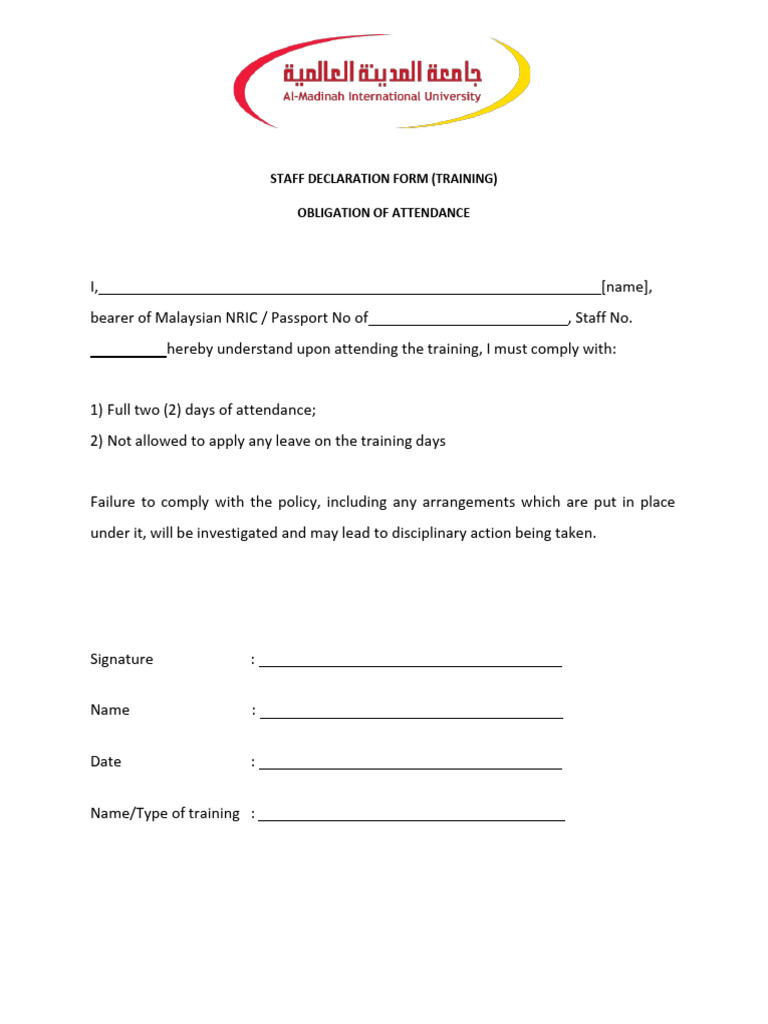 Staff Declaration Training | PDF