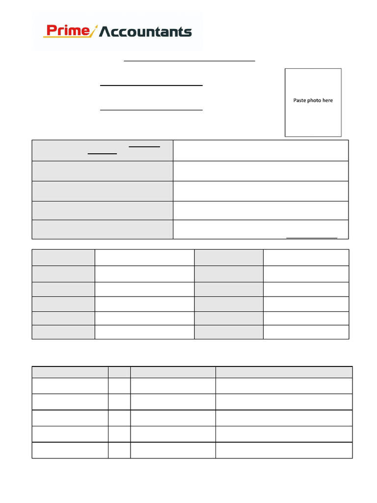 Prime Accountants - Employment Application Form | PDF