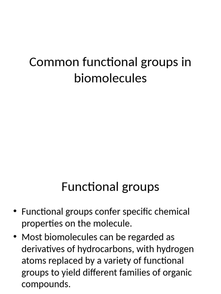 Biologically Important Functional Groups | PDF