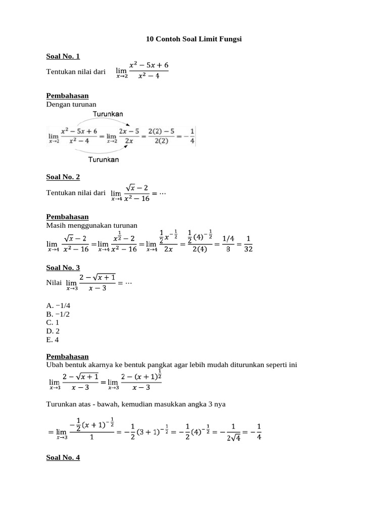 Soal dan Pembahasan Limit & Integral | PDF