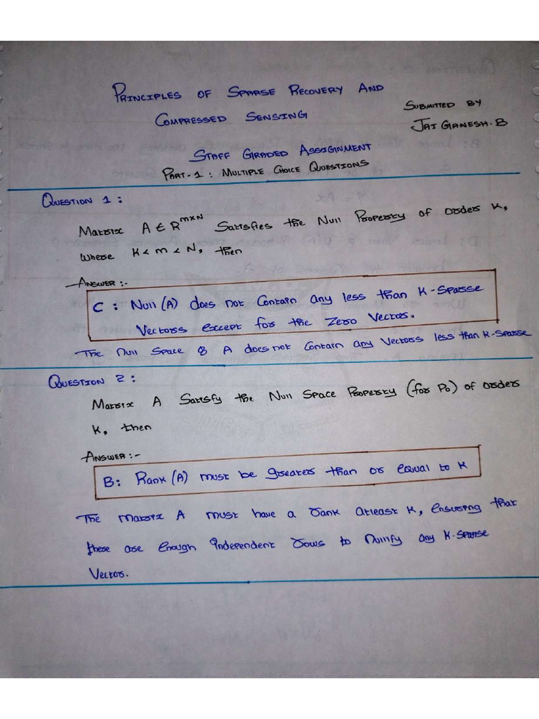 Sparse Recovery Assignment | PDF