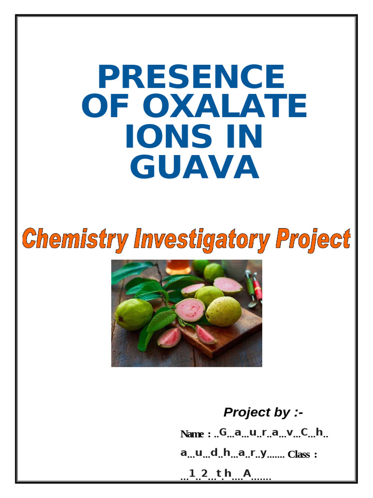 Oxalate Ion Study in Guava Fruit | PDF | Titration | Chemistry