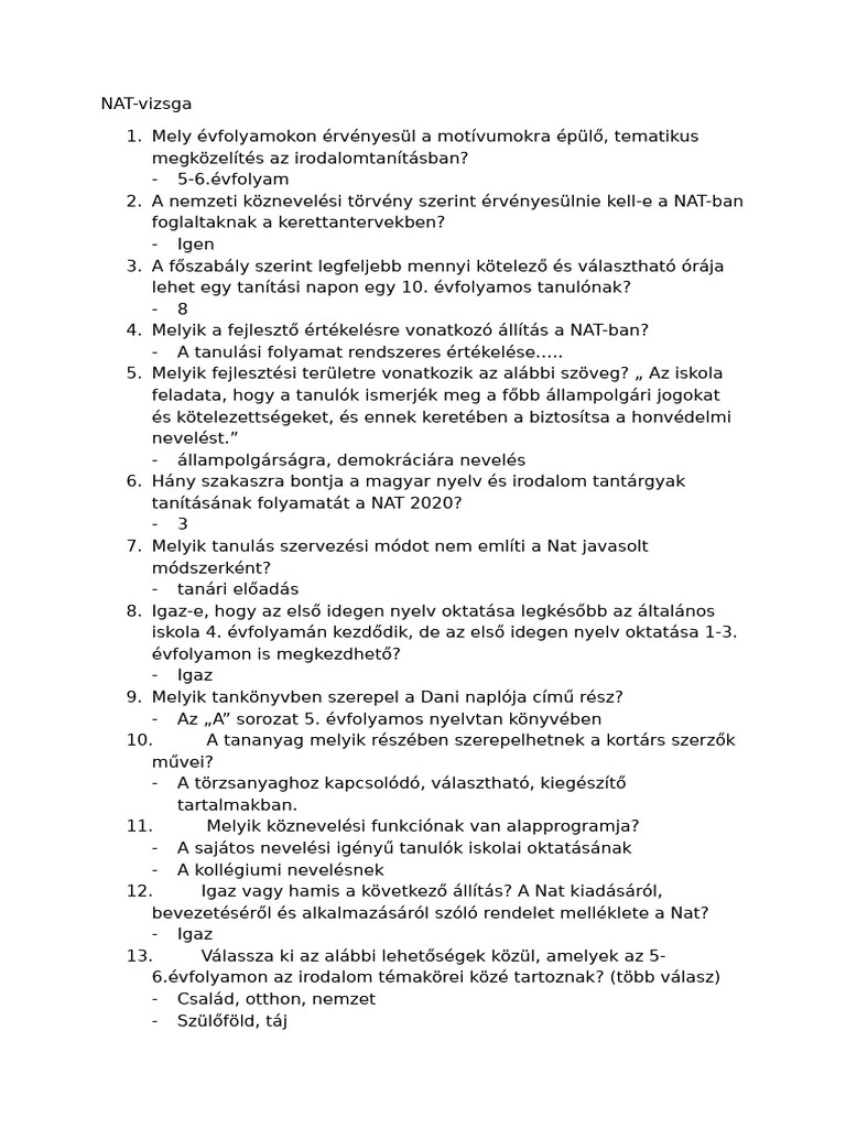 NAT Vizsga | PDF