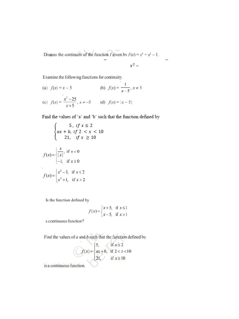 Continuity And Differentiability Pdf Function Mathematics