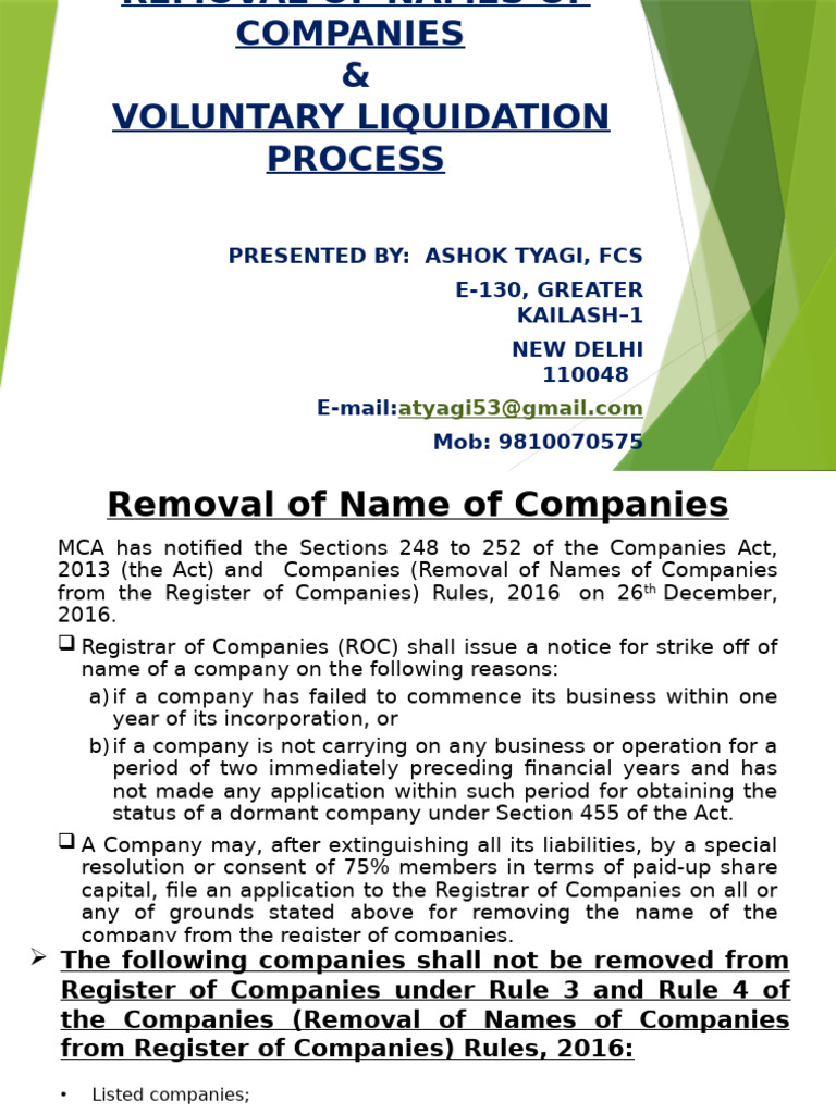 Voluntary Winding Up and Removal of Names | PDF | Liquidation | Bankruptcy