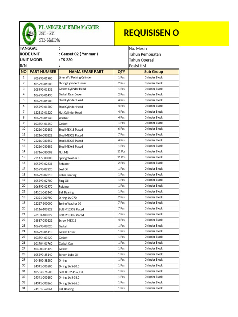 INSPECTION & RO 2023 | PDF | Piston | Mechanical Engineering
