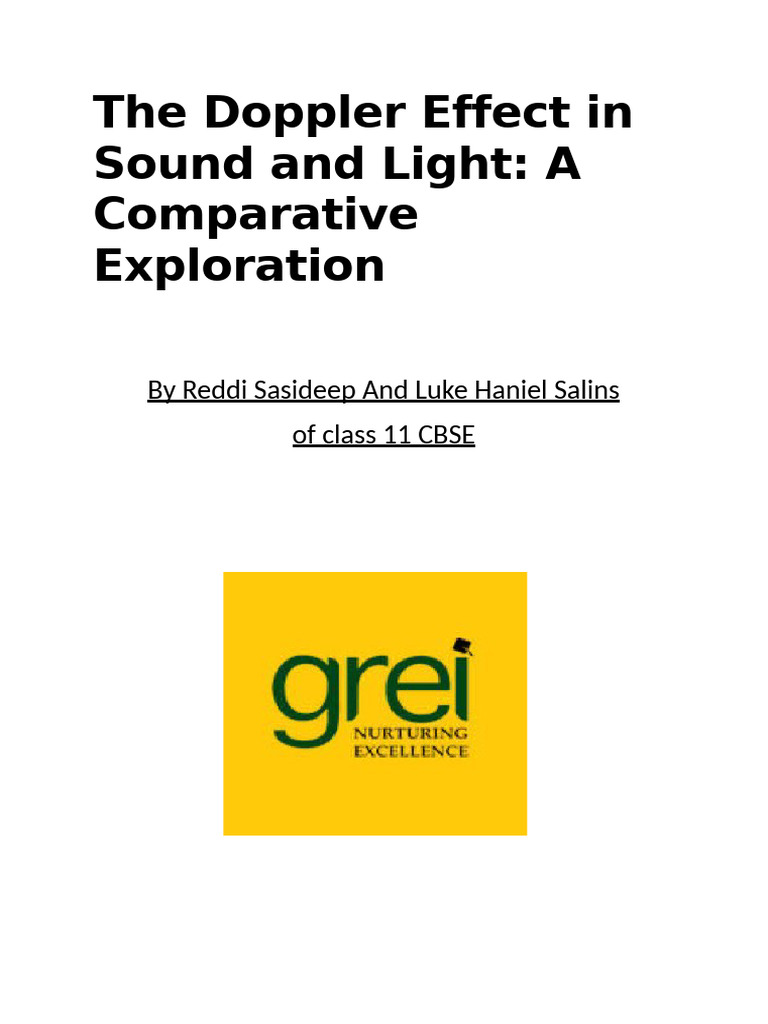 Physics Class 11 Project On Doppler Effect | PDF | Doppler Effect | Redshift