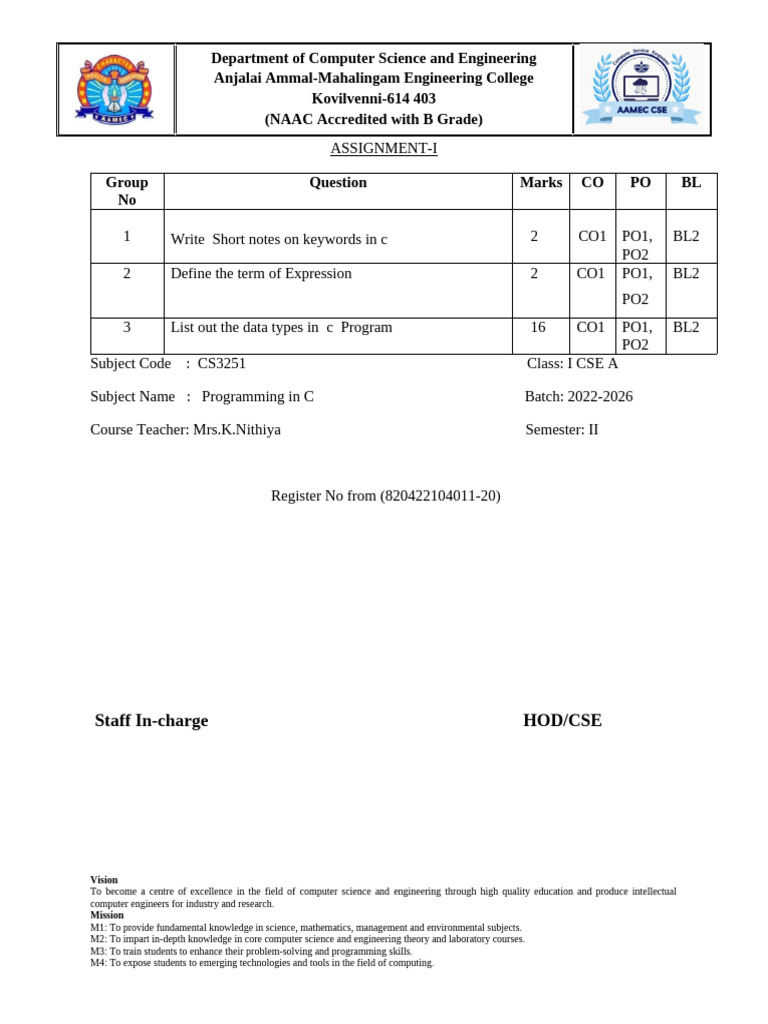 Assignment 1 (B) | PDF