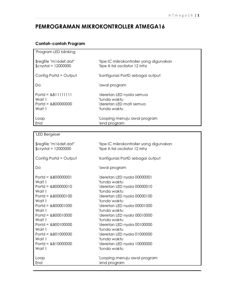 Contoh Program AVR Menggunakan BASCOM | PDF