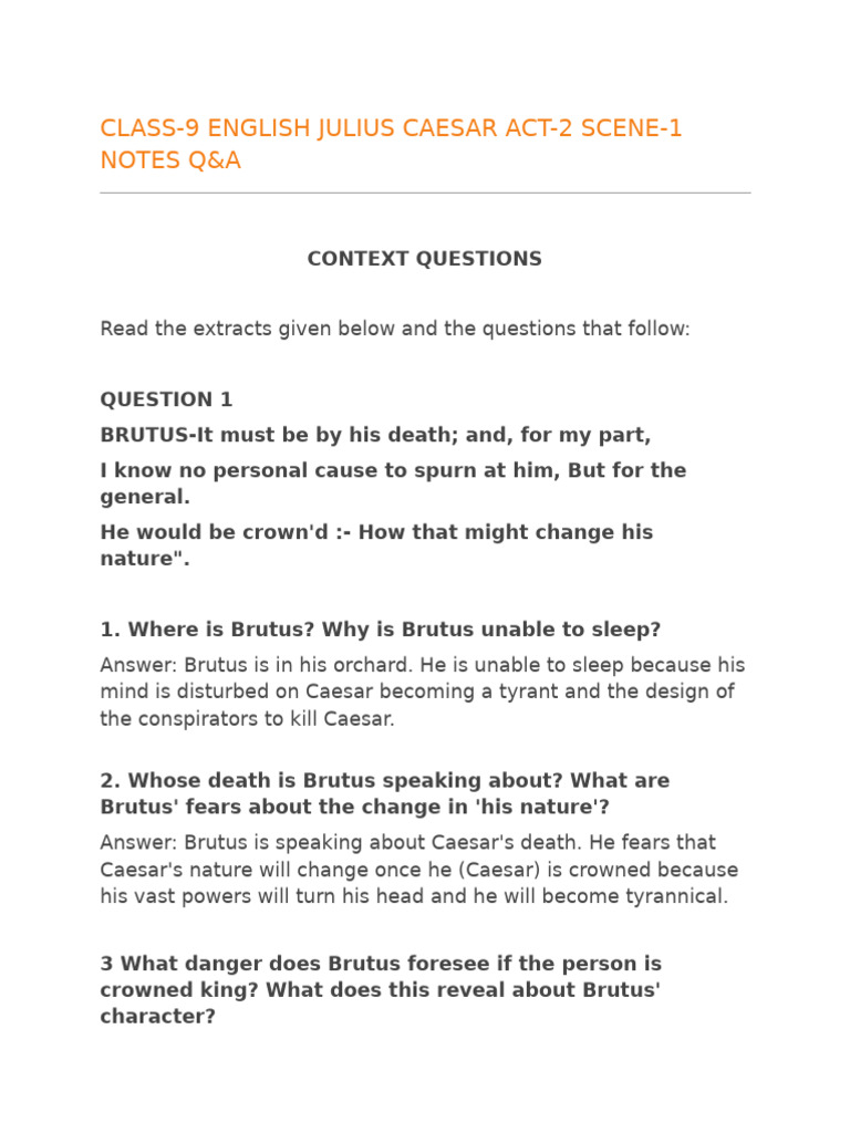 Julius Caesar Act 2 Scene 1 | PDF | Mark Antony | Julius Caesar