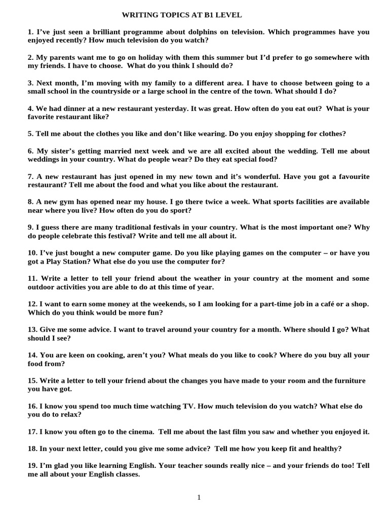 74 Writing Topics - 10-2024 | PDF