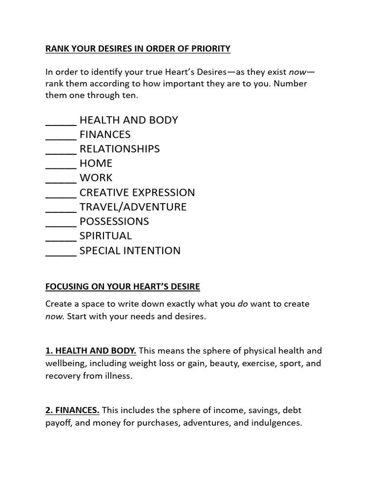Prioritize Your Heart's Desires | PDF