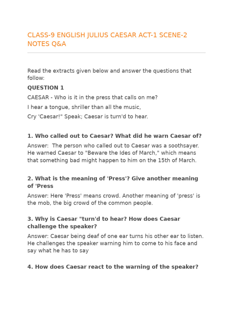 Julius Caesar Act 1 Scene 2 | PDF | Aeneas | Julius Caesar