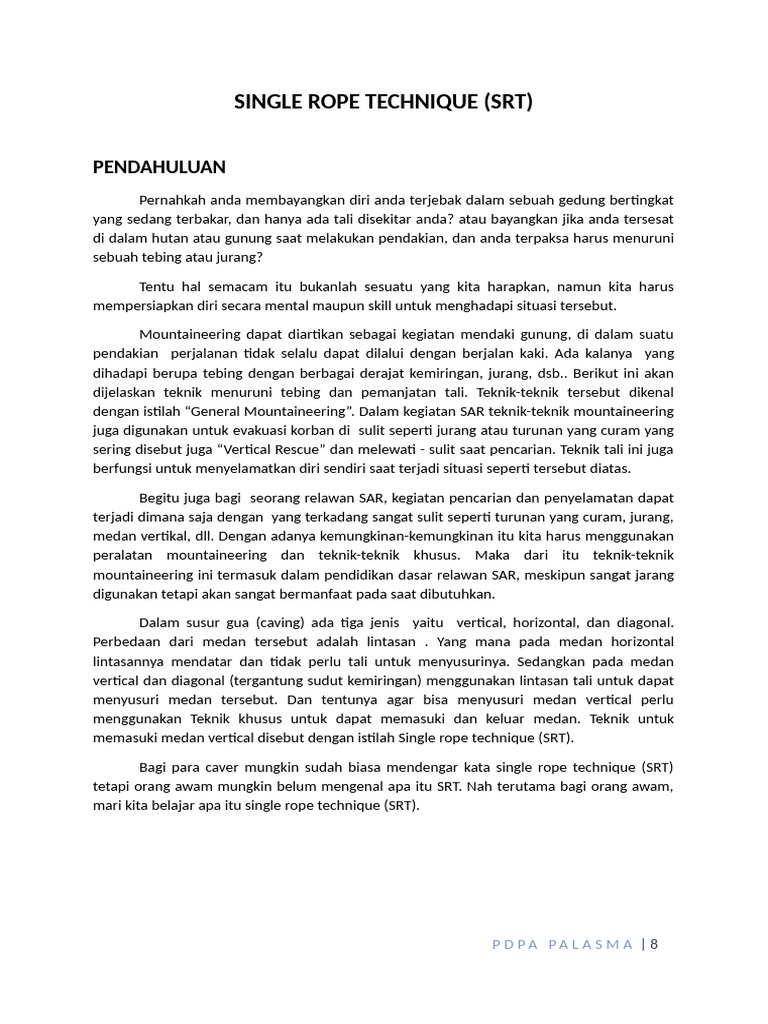 Teknik Single Rope untuk Pendakian Aman | PDF