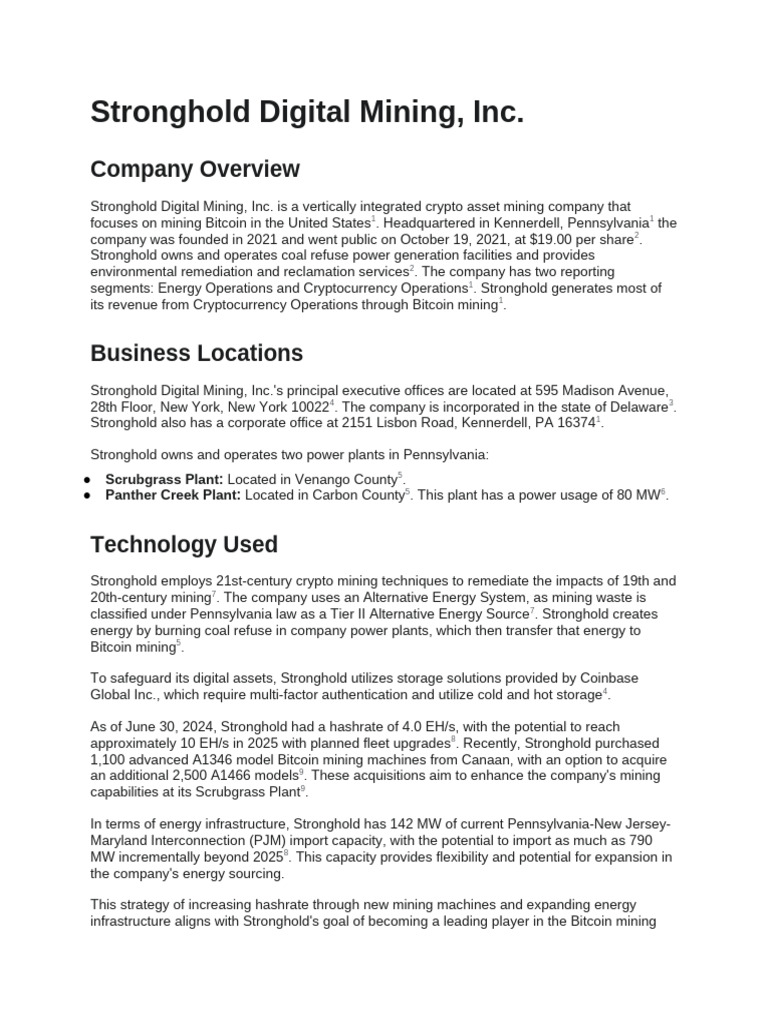Researching Stronghold Digital Mining | PDF | Cryptocurrency | Coal