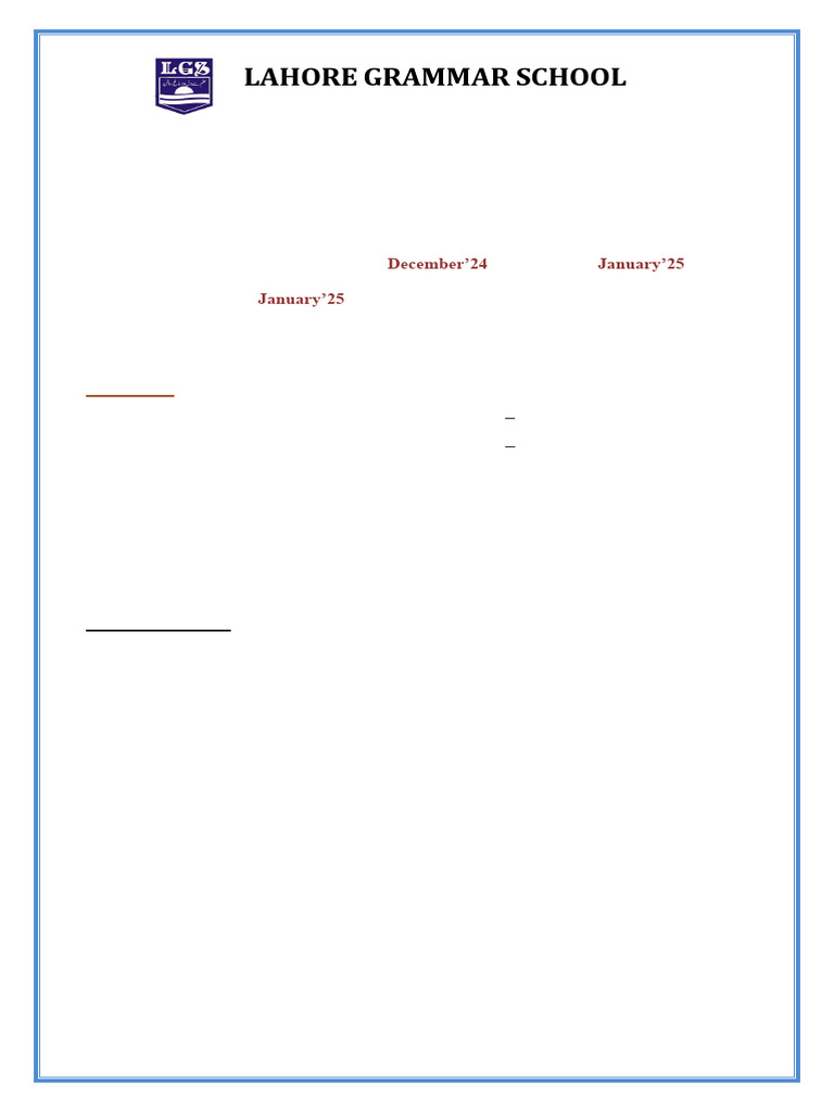 Circular (Winter Break 2024) | PDF