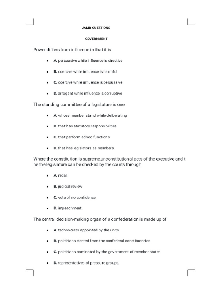 300 + Government Jamb Questions - Phoenix | PDF