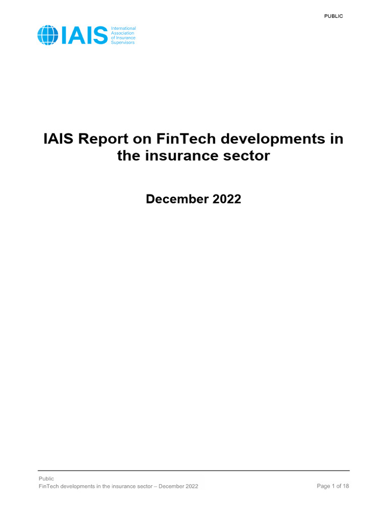 IAIS Report On FinTech Developments in The Insurance Sector | PDF ...